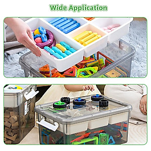 ACXFOND 1PCS Plastic Storage Box with Removable Tray Grey Craft Organizers and Storage 17 QT Storage Containers for Arts and Crafts Supplies, Lego, Stationery, Kids Building Blocks, Sewing Kit