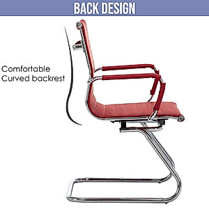 HNY Leather Office Guest Chairs & Reception Chairs Set of 10, Modern Waiting Room Chairs with Arms, Desk Chair no Wheels with Sled Base for Waiting Room/Conference Room, Burgundy