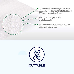 MedHeal Silver Calcium Alginate Ag Sterile Highly Absorbent Antibacterial Dressing, 4.25"x4.25", 5 dressings/Box, MedHeal by MedvanceTM