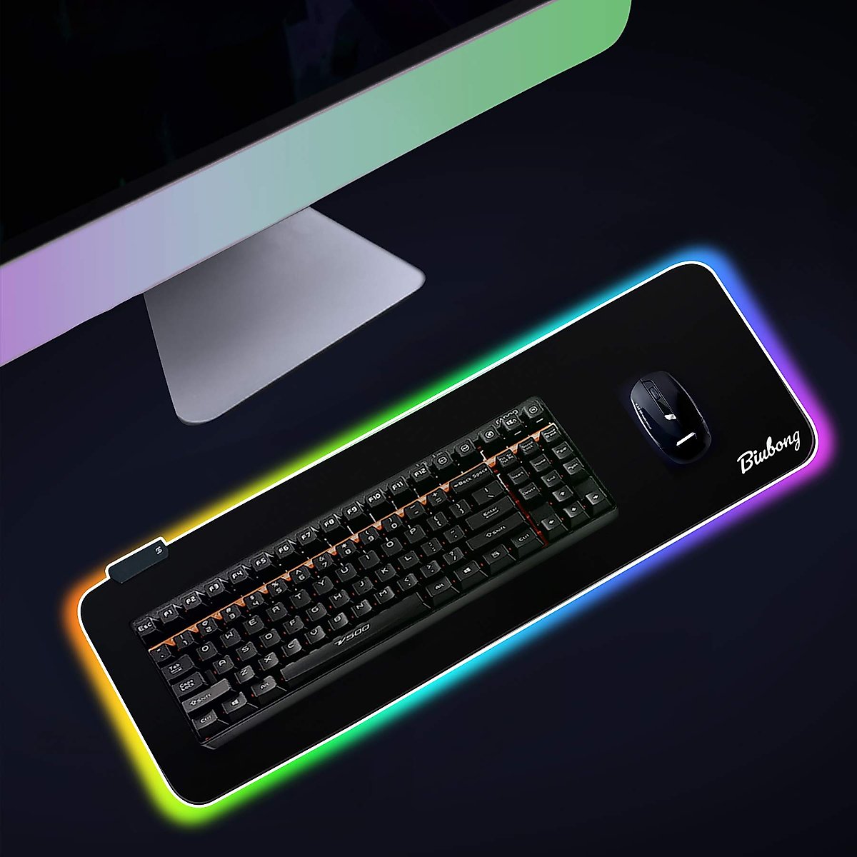 RGB Gaming Mouse Pad, Large Expanded Soft LED Mouse Pad with 14 Light Modes, Anti-Slip Rubber Base for Computer Keyboard Mat, 31.5"x11.8"x0.16" (XL)