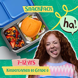 AOHEA Stainless Steel Lunch Box for Kids, Leak Proof Bento Lunch Box BPA Free 304 Stainless Steel Bento Box Stainless Bento Box with Containers for School and Office(Blue)