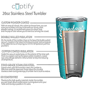 Grandmas Sippy Cup Gift for Women Birthday Glitter Seafoam 20 oz Stainless Steel Tumbler with Lid Insulated Cup