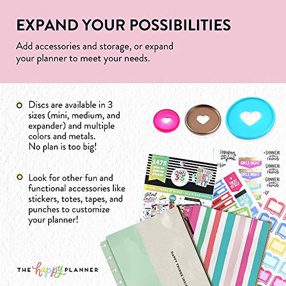 me & my BIG ideas Plastic Expander Discs, Gold - The Happy Planner Scrapbooking Supplies - Add Extra Pages, Notes & Artwork - Create More Space for Notebooks, Planners & Journals - Expander Size