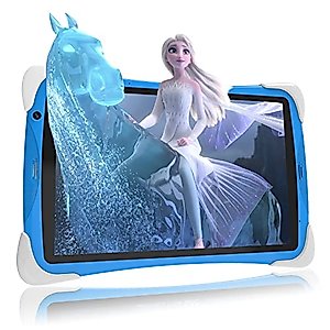 DOMATON Kids Tablet 10 inch, Android 13 Tablet for Kids, Parental Controls, 6000mAh Battery, Kids Contents Toddler Tablet, Eye Protection Mode, Shockproof Case with Stand (Blue)