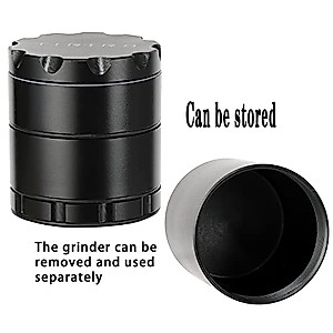 TIRIRS 2" Aluminium Grinder with Large Capacity Storage Container, Best Gift, Black