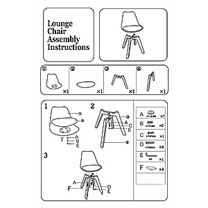 Lifetime Home Mid-Century Modern Lounge Chair Set of 2 - High Back Rest, Soft Padded Seats & Solid Wood Legs - Dining, Living Room, Kitchen - DSW Shell Tulip Chair - Black