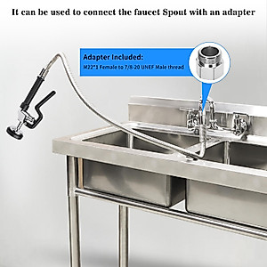 KWODE Spray Valve with Pre-rinse Hose, 38" Flexible Stainless Steel Hose with High Pressure Pre Rinse Spray Nozzle Sprayer Head Assembly Kit for Commercial Restaurant Industrial Kitchen Sink Faucet