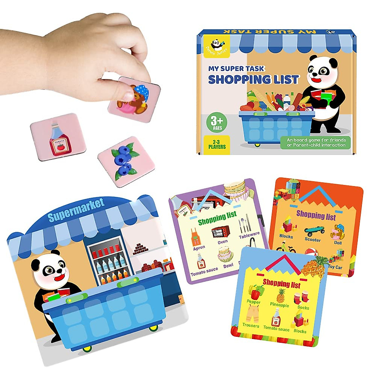 Panda Juniors Memory Game, Shopping List Game Educational Matching Games for Kids Toddlers Ages 3 and Up Preschool Home Learning Montessori STEM Board Games Gift Toys