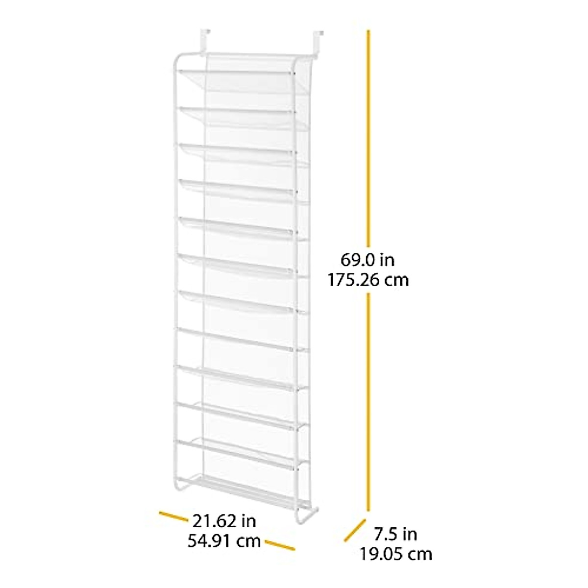 NKDS 12-Tier Over The Door Mesh Shoe Rack - 36 Pair - Metal - White