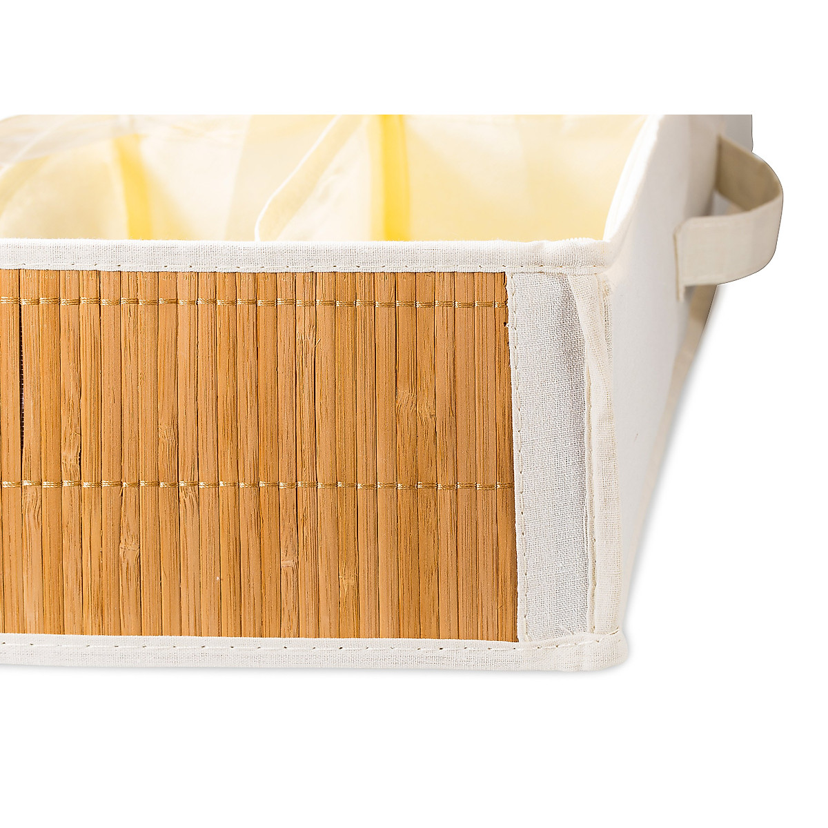 Under The Bed Shoe Organizer - Keep Your Shoes Organized with Storage for Up to Twelve Pairs of Shoes. Decorative Bamboo Siding, Easily Visible with Clear Cover and Protected from Moisture and Dust.
