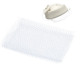 BENECREAT 3.28 Yards White Net Mesh Fabric 10inch Wide Birdcage Bridal Veil Netting Fabric Wedding Hat Veil Mesh Trimmings Fabric for Wedding Decoration, Sewing, Hat Decorating