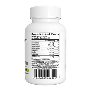 BiOptimizers HCL Breakthrough - Betaine Hydrochloride Enzymes Supplement - Assists with Protein Breakdown and Absorption - Helps Gas and Heartburn Relief - 90 Pepsin-Free Capsules