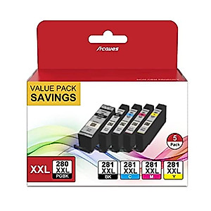 280XXL 281XXL Ink Replacement for Canon 280 281 Ink Cartridges Work for TR8520 Ink Cartridges TR8620 TR8620A TR7520 TS8220 TS6120 Printer, 5 Pack