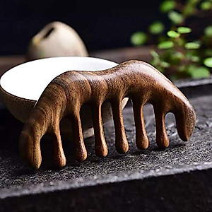 Wooden Wide Tooth Comb - Natural Scalp Massager for Hair and Meridian Relaxation. Brown
