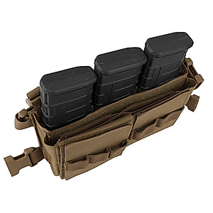 KRYDEX Triple 5.56 Magazine Holder Elastic Mag Holder with Hook Fasteners for MK3 and MK4 Chest Rig (Coyote Brown)