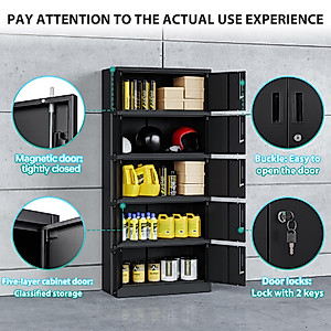 SISESOL Metal Garage Storage Cabinet with 10 Doors and 4 Shelves 71" Pantry Cabinet Utility Storage Cabinet Locking Steel Storage Cabinet Utility Locker Multifunctional Garage Storage((Black, 71")