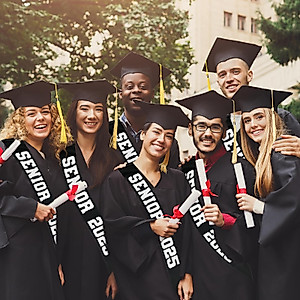 Generic 8 Pcs Black Senior 2025 Sashes with Silver Glitter Letters - Senior Sash Class of 2025, Senior Cheer Sash, Graduation Celebration sash, Class Competition Sashes, Graduation Party Supplies