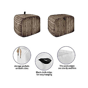 Toaster Cover, 2 Slice Toaster Cover Retro Wood Grain Printed Kitchen Small Appliance Covers, Dust and Machine Washable Bread Maker Cover (12w X 7.5d X 8h)