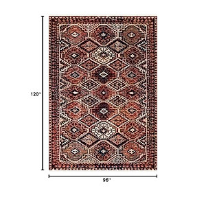 SAFAVIEH Herat Collection Area Rug - 8' x 10', Rust & Creme, Traditional Distressed Design, Non-Shedding & Easy Care, Ideal for High Traffic Areas in Living Room, Bedroom (HRT315A)