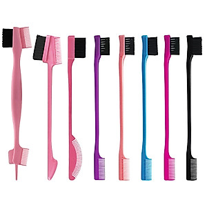8 Pieces Hair Styling Comb Set Teasing Rat Tail Brush for Edge&Back Brushing, Combing, Slicking Hair for Women Edge Brush Double Sided Edge Comb for All Hair Styles(edge control brush-8pcs)