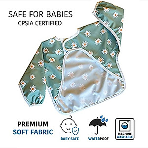 Torange Baby Bib, Long Sleeve Bib for Toddler, Waterproof Bibs for Baby, Baby-Led Weaning Smock, Machine Washable Feeding Bib