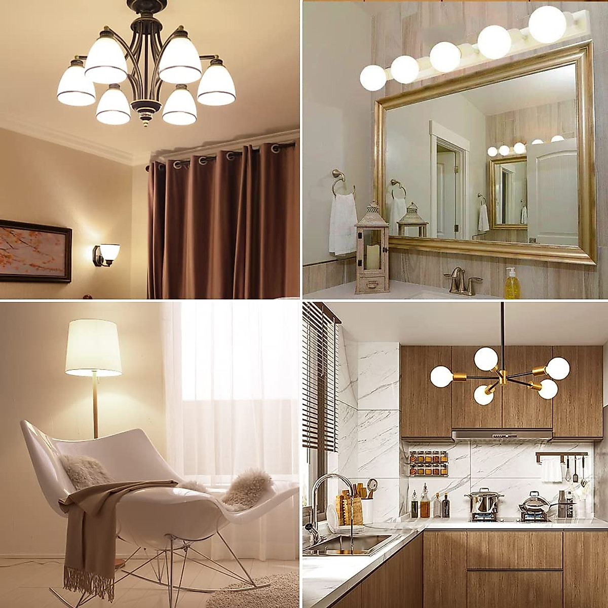 6 Pack G25 Globe LED Light Bulbs, Dimmable LED Edison Bulbs 5W Equivalent 40 Watt, Warm White 2700K, 450LM, E26 Base, Milky LED Filament Bulbs for Bedroom Makeup Mirror Lights Led Bathroom Lights