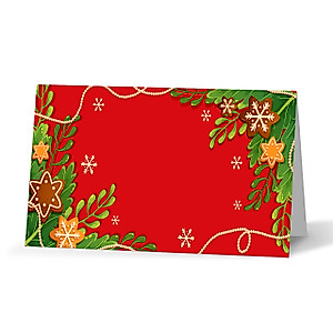 Christmas Table Place Cards, Xmas Seating Place Cards for Tables, Holiday Party Tent Cards, Food Tent Labels for Christmas Party, Scored for Easy Folding, 25 Pack(05)