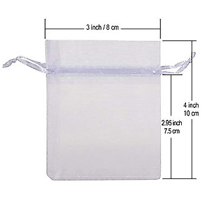 HRX Package 100pcs White Organza Jewelry Bags Drawstring 3 x 4 inch, Little Mesh Gift Pouches Mini Candy Bags for Small Presents Jewelry Earrings