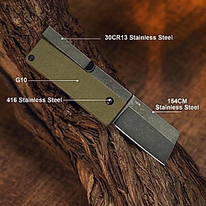 OKNIFE OTACLE Foldable Multifuction Pocket Knife, 1.65in 154CM Steel Stonewashed Blade for Pocket Knife and Bottle Opener