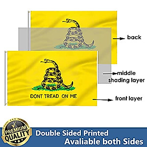 Dont Tread on Me Gadsden Double Sided Flag 3x5 Outdoor Heavy Duty Don't Tread Flags Banner with 2 Brass Grommets