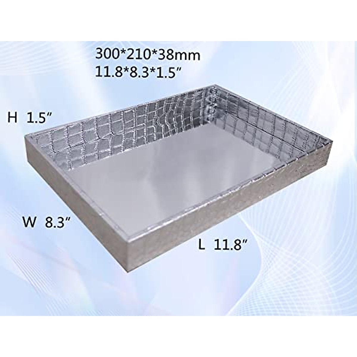 MCBZ Coffee Table Decorative Mirror Tray, Dresser Perfume Cosmetics Storage Tray, Bathroom Toiletries Storage, Jewelry Tray (Silver)