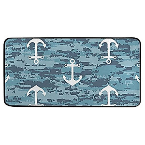 Kitchen Mat Rug Comfort Standing Mat Anchors Blue Soft Absorbent Runner Rug for Hallway Entryway Bathroom 39x20 inch