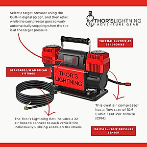 Portable Automatic Air Compressor 12V Battery Powered Lightning Bolt TotalControl True Dual Air Compressor