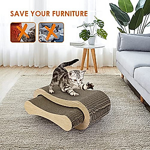 Furrytale 2 in 1 Cat Scratch Pad - Corrugated Cardboard Ultimate Cat Scratching Board, Reversible Cat Lounge Scratcher for Indoor Cats