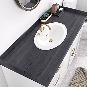 WESTICK Peel and Stick Countertops Contact Paper Black Wallpaper Peel and Stick Wood Contact Paper for Countertops Waterproof Kitchen Vinyl Counter Top Cabinet Covering Black Contact Paper 15.8"x78"