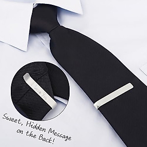 kilofly Men's Tie Clip Hidden Message "I Love You" Silver Tie Bar