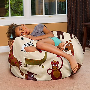 Posh Beanbags Bean Bag Chair, Medium Machine Washable - Canvas White Stars on Gray