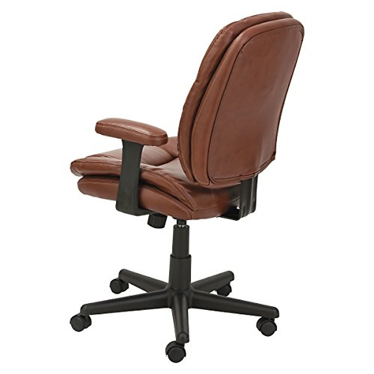 OIF Swivel/Tilt Leather Task Chair, Fixed T-Bar Arms, Chestnut Brown