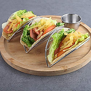 Taco Holder Stand Set of 3 Stainless Steel Taco Tray Style Each Rack Holds Up to 3 Tacos Stand for Tortillas, Burritos, Parties & Restaurants