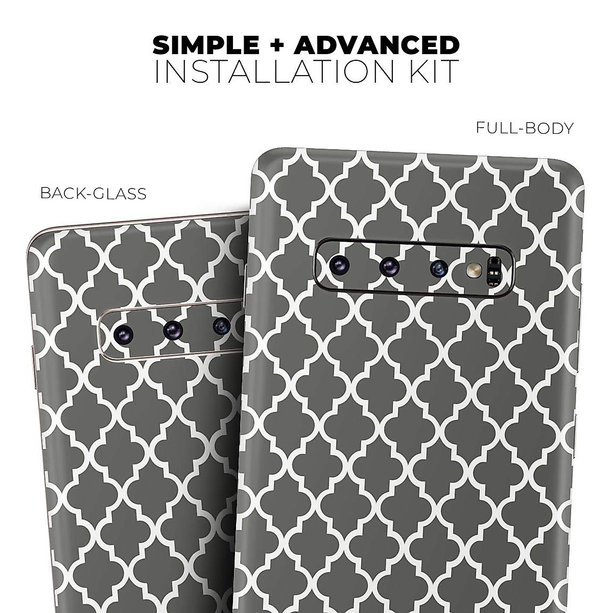 DesignSkinz Gray & White Seamless Morocan Pattern Protective Vinyl Decal Wrap Skin Cover Compatible with The Samsung Galaxy S20 (Screen Trim & Back Glass Skin)