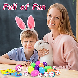 Roberly 12 Pack Prefilled Easter Eggs with Toys Inside, Filled with Mini Pull Back Bunny Cars for Easter Basket Stuffers, Party Favors, Gift Exchange, Game Prizes and Carnivals Gifts