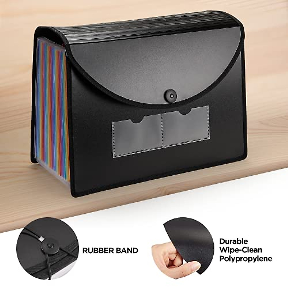 Large Accordion File Organizer, 24 Pockets Legal File Folder, Expanding File Folder for Legal/Letter/A4 Size Papers, Receipt, Bills, Important Documents