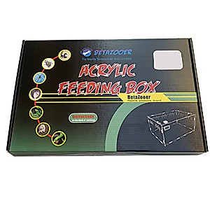 BETAZOOER Reptile Terrarium Breeding Tank Acrylic Reptile Feeding Box with Temperature Hygrometer (15.3"x9.7"x7.6")