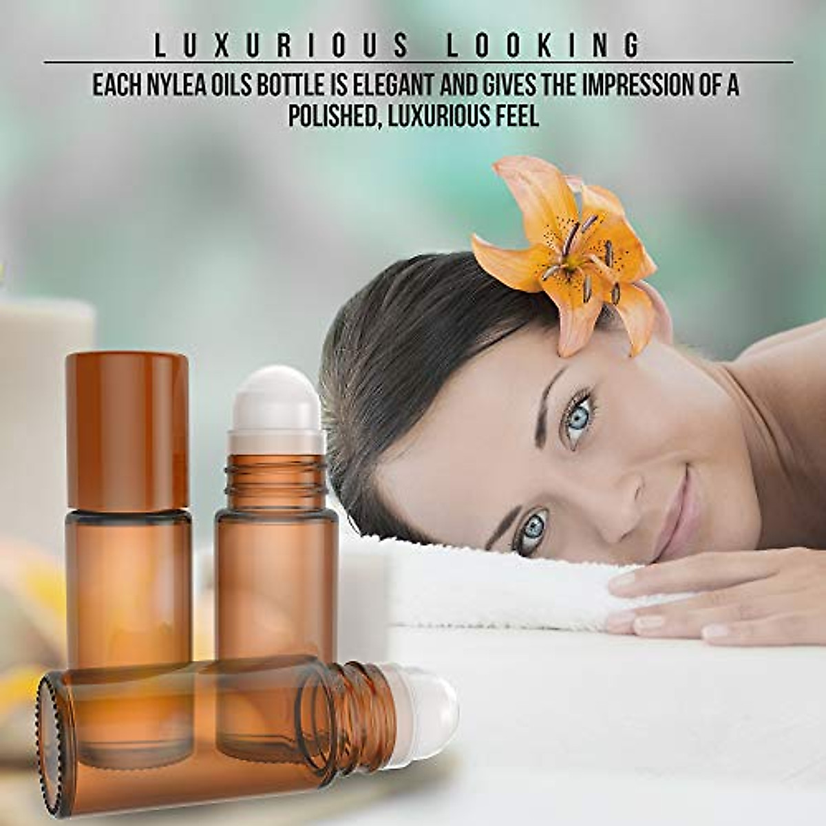 4 Pack Essential Oil Roller Bottles [Plastic Roller Ball] FREE Plastic Pippette and Funnel - Refillable Glass Color Roll On for Fragrance Essential Oil - 30ml 1 oz (ORANGE)