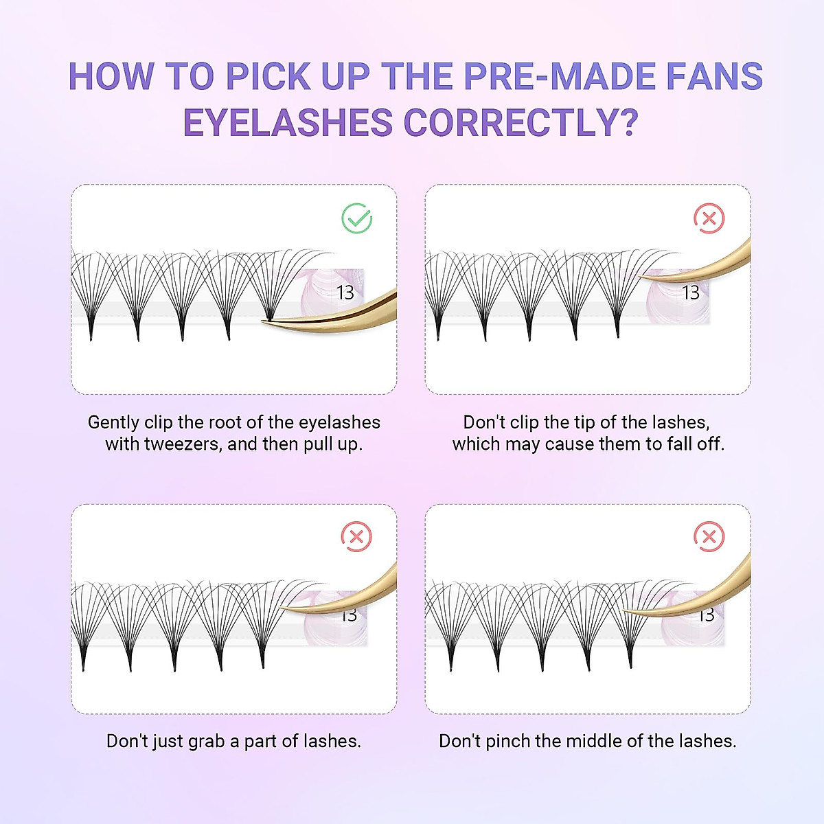 NAGARAKU Premade Fans Eyelash Extensions 320 Fans 6D Volume 0.07mm D curl 9-14mm Mix Tray Sharp Narrow Stem Clusters Thin Pointy Base Russian Pre Fanned Fluffy Matte Black