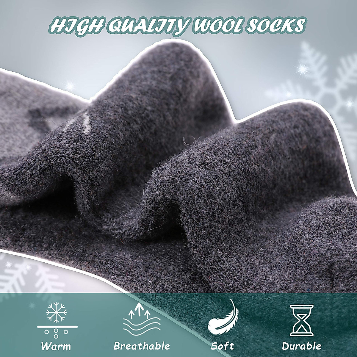 DYW Kids Merino Wool Hiking Socks Toddlers Boys Girls Winter Warm Thick Thermal Soft Cozy Crew Boot Socks 6 Pairs (6 Pairs Cat A, 8-12 Years Old)