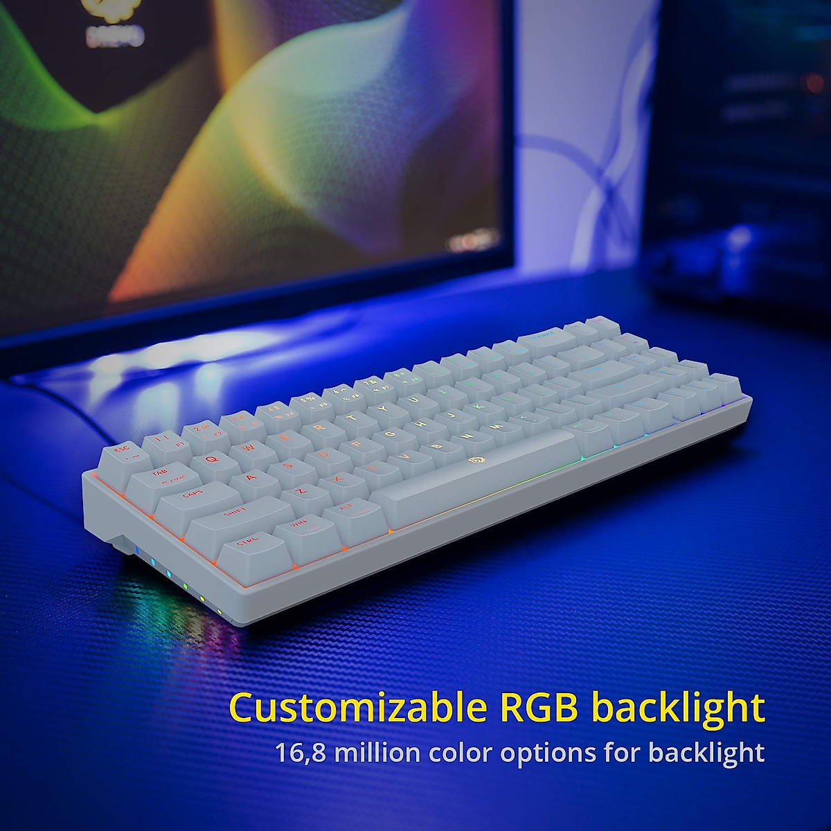 DREVO Calibur V2 TE Cherry MX Blue RGB 60% Wired Mechanical Gaming Keyboard Work for PC/Mac, 71-Key Small Compact US Layout White