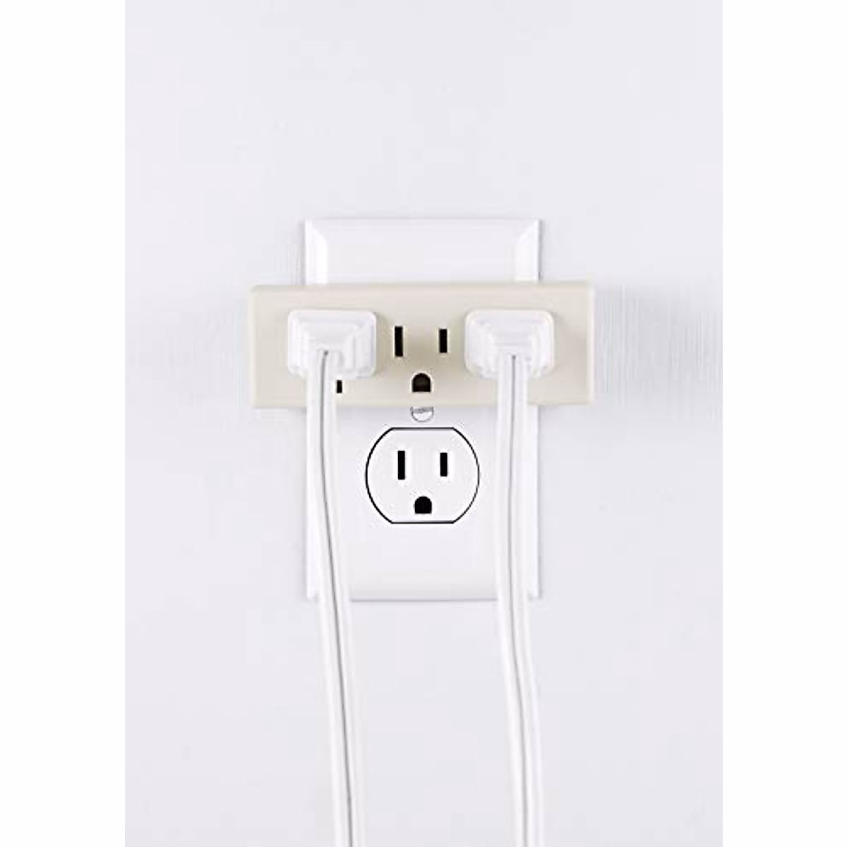 GE 3-Outlet Extender Wall Tap, Grounded Adapter Plug, Indoor Rated, 3-Prong, Perfect for Travel, UL Listed, Light Almond, 54195