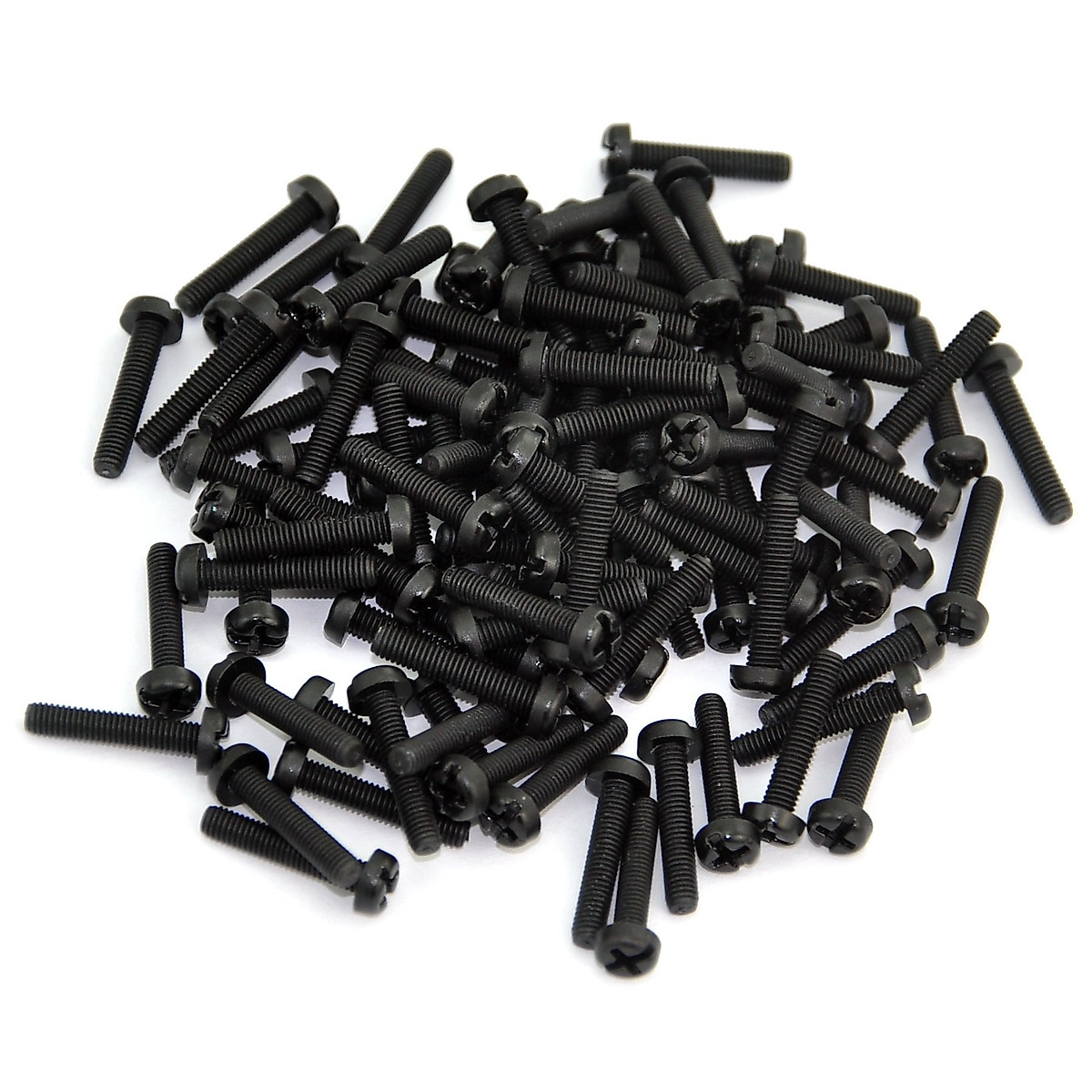Electronics-Salon 100pcs M3 x 15mm Nylon Machine Screw, Black, Combination Phillips-Slotted Drive, Pan Head, Metric