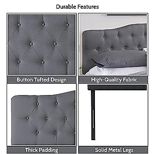 Cassandra Headboards for Full Size Bed, Upholstered Button Tufted Bed Headboard, 12 Adjustable Positions Full Headboard Only, Wall Mounted Headboard, Bed Backboard Linen Fabric Head Board, Light Gray